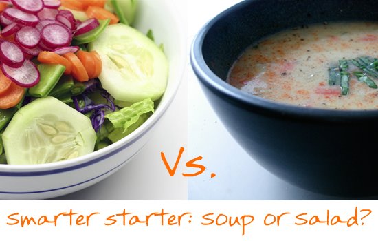 Are you supposed to eat soup or salad first?