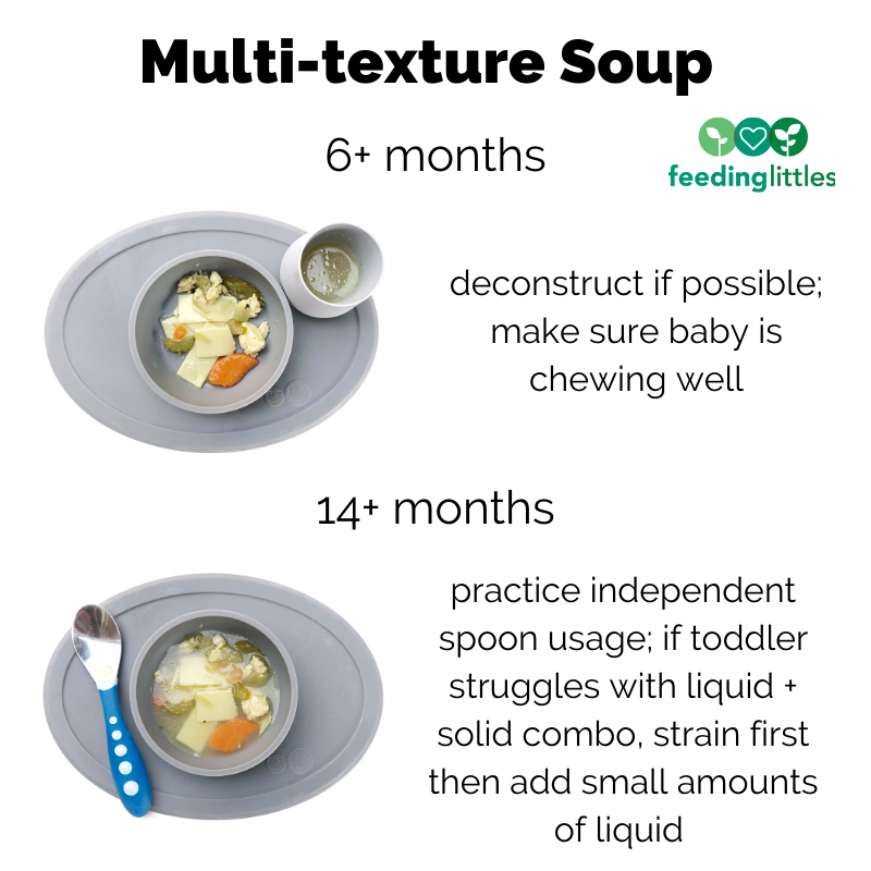 At what month can babies eat soup?