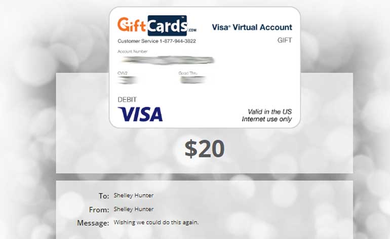 Can a Visa Gift Card be sent electronically?