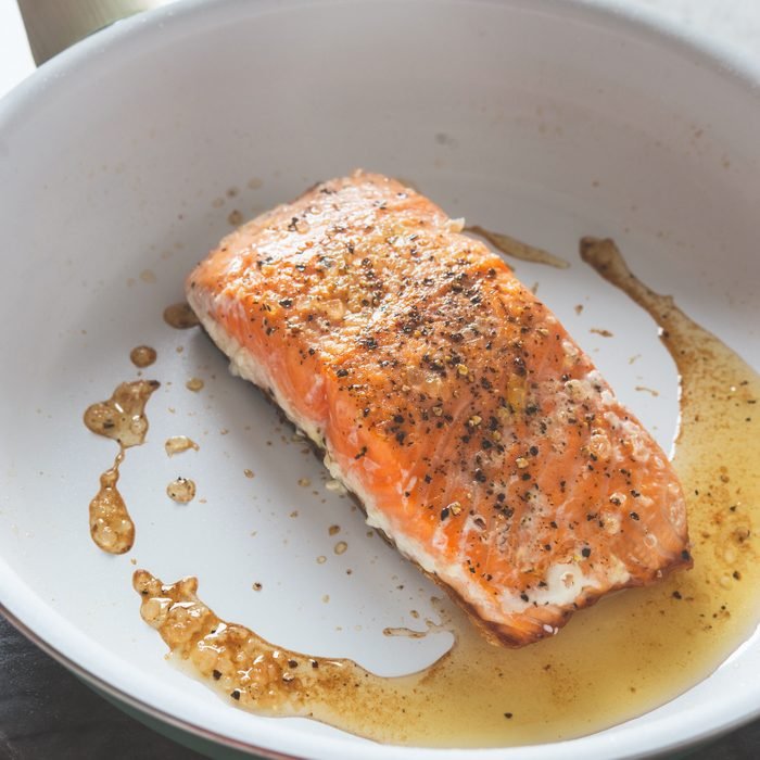 Can I eat the white stuff on my salmon?