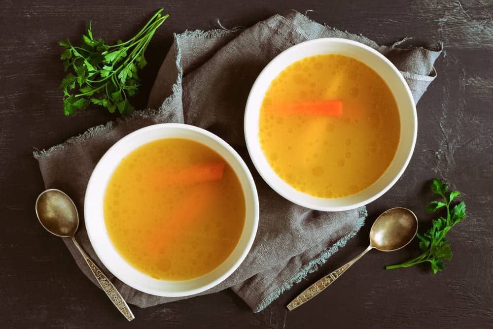 Can I substitute beef broth for chicken broth in pea soup?