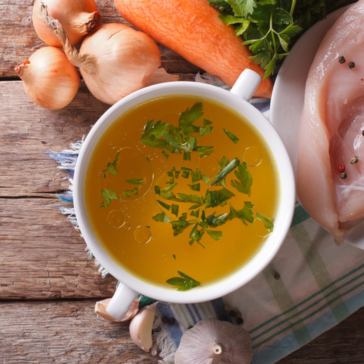 Can we serve a plain broth or stock as a soup?