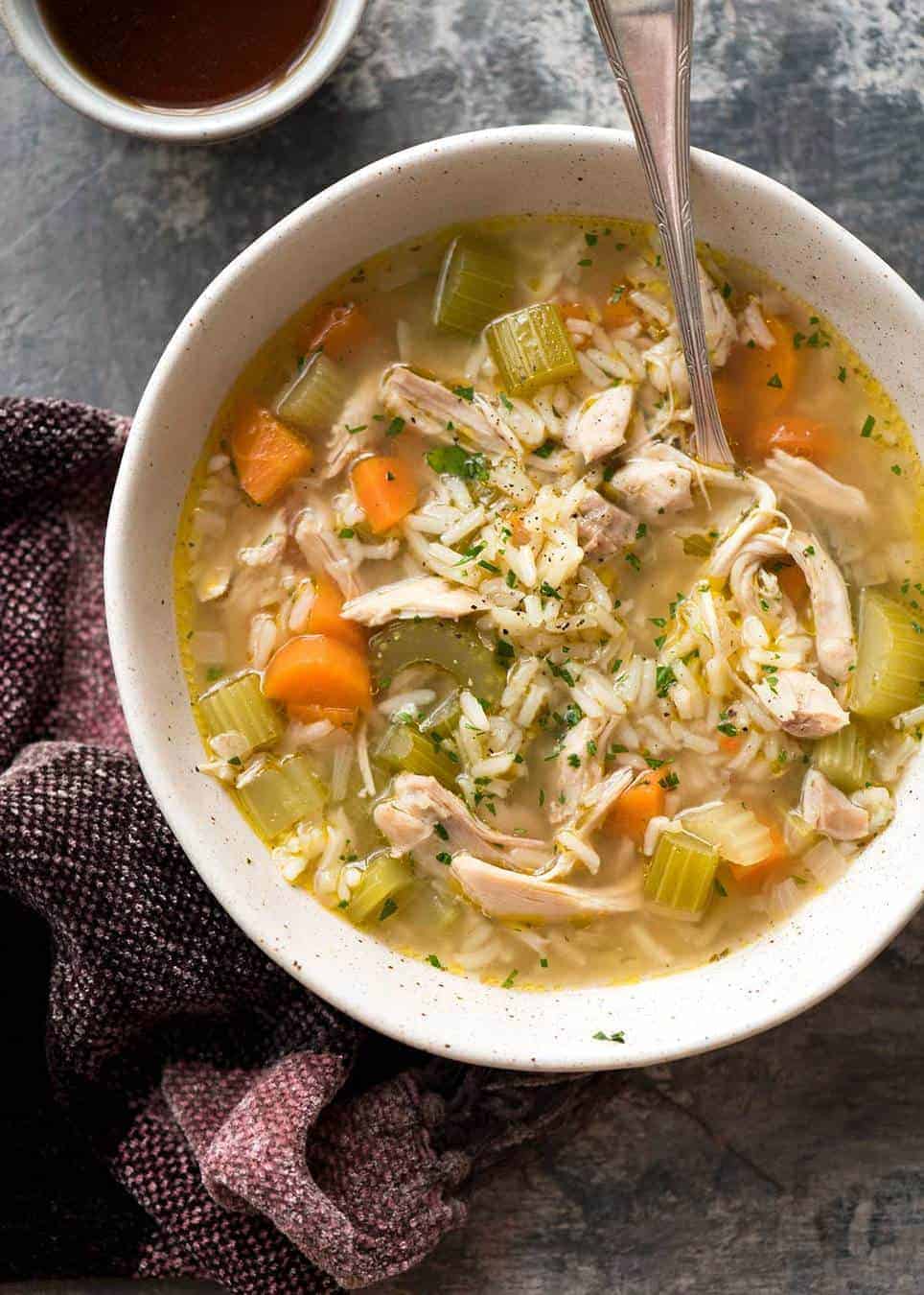 Can you add uncooked rice to chicken soup?