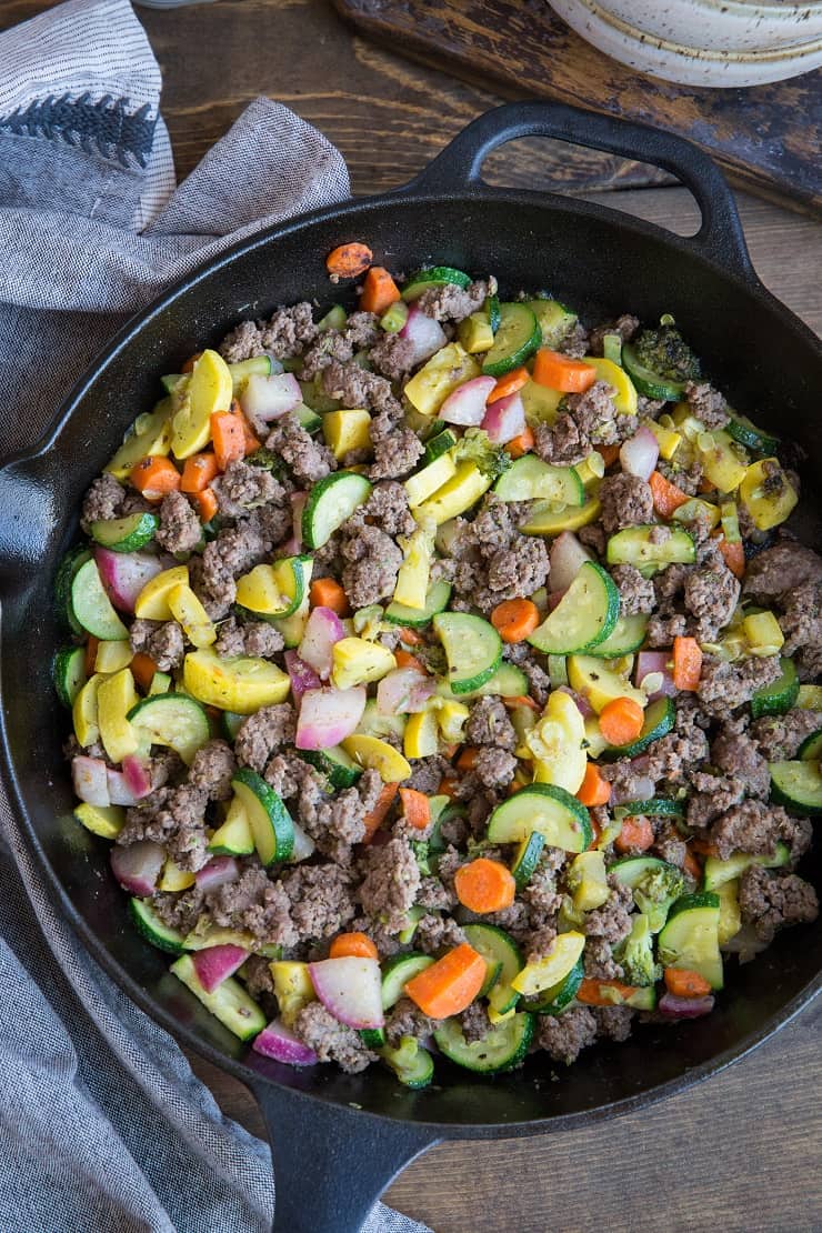 Can you cook veggies with raw ground beef?