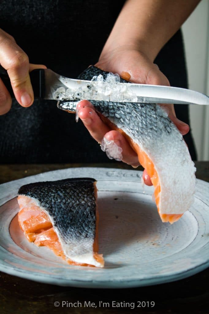 Can you leave scales on fish when cooking?