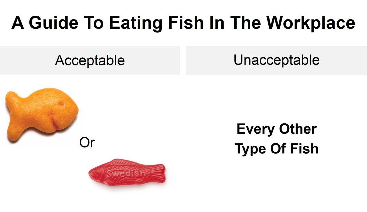 Can you reheat fish at work?