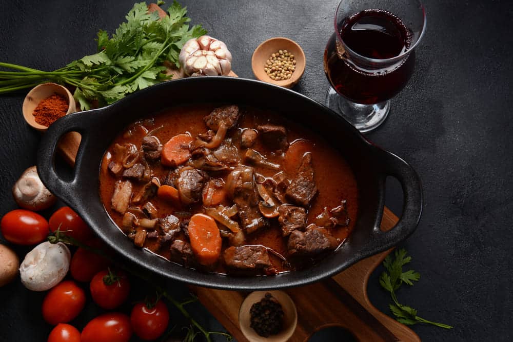Can you substitute Burgundy wine for red grape juice in beef bourguignon?