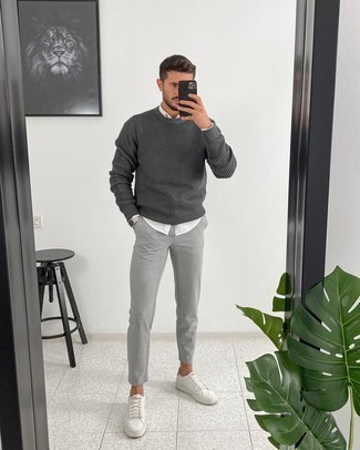 Can you wear a grey sweater with grey pants?