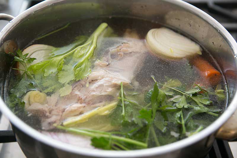 Do you add boiling water to chicken stock?
