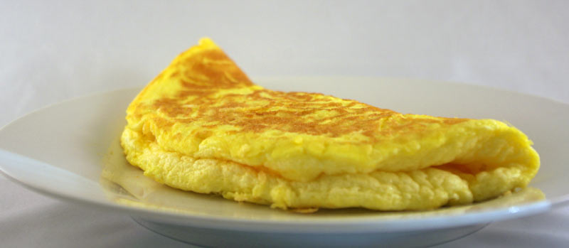 Do you add water or milk to eggs for an omelette?