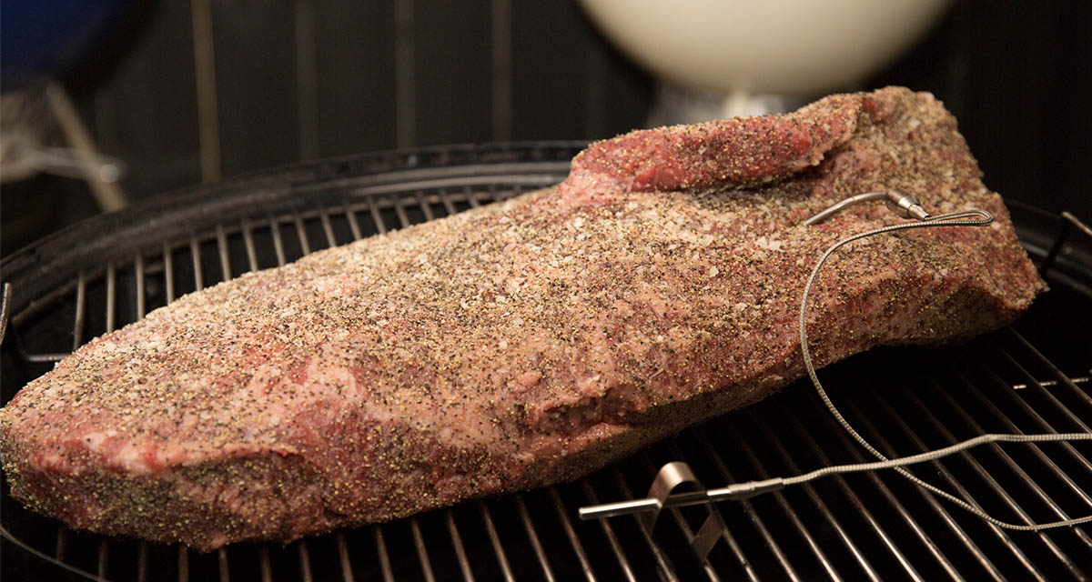 Do you put brisket fat side up or down in oven?