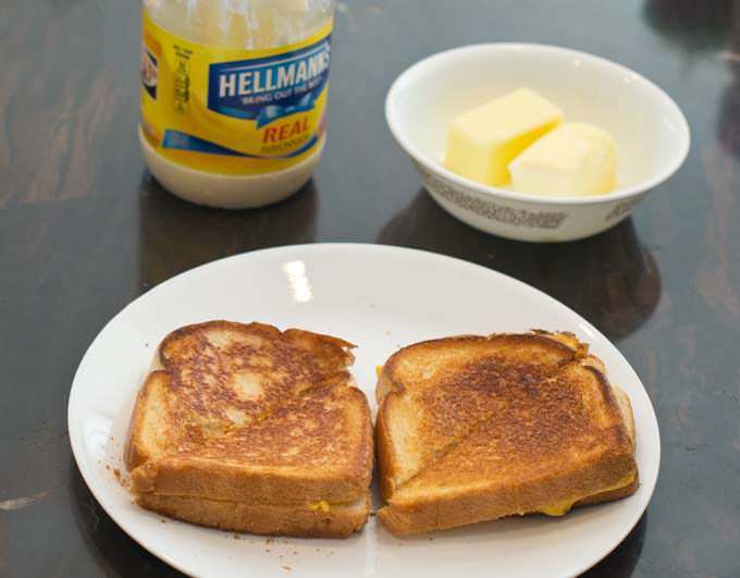 Do you put butter or mayo on grilled cheese?