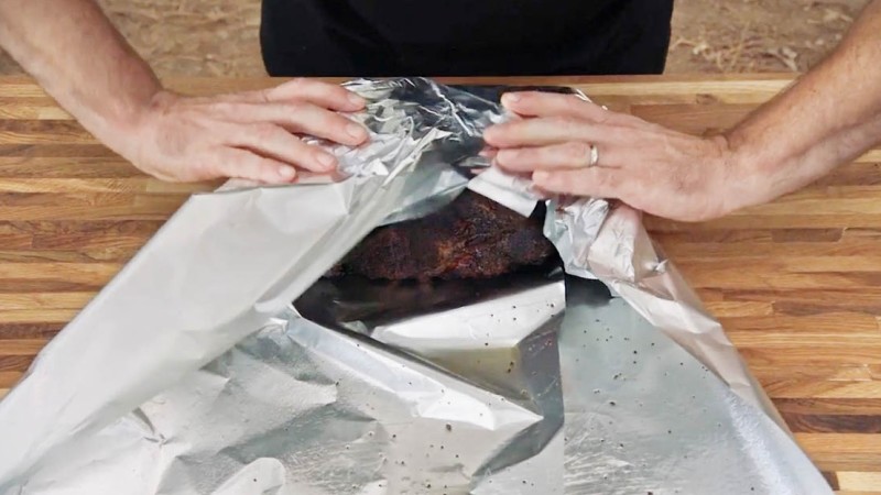 Do you wrap pork roast in foil when smoking?