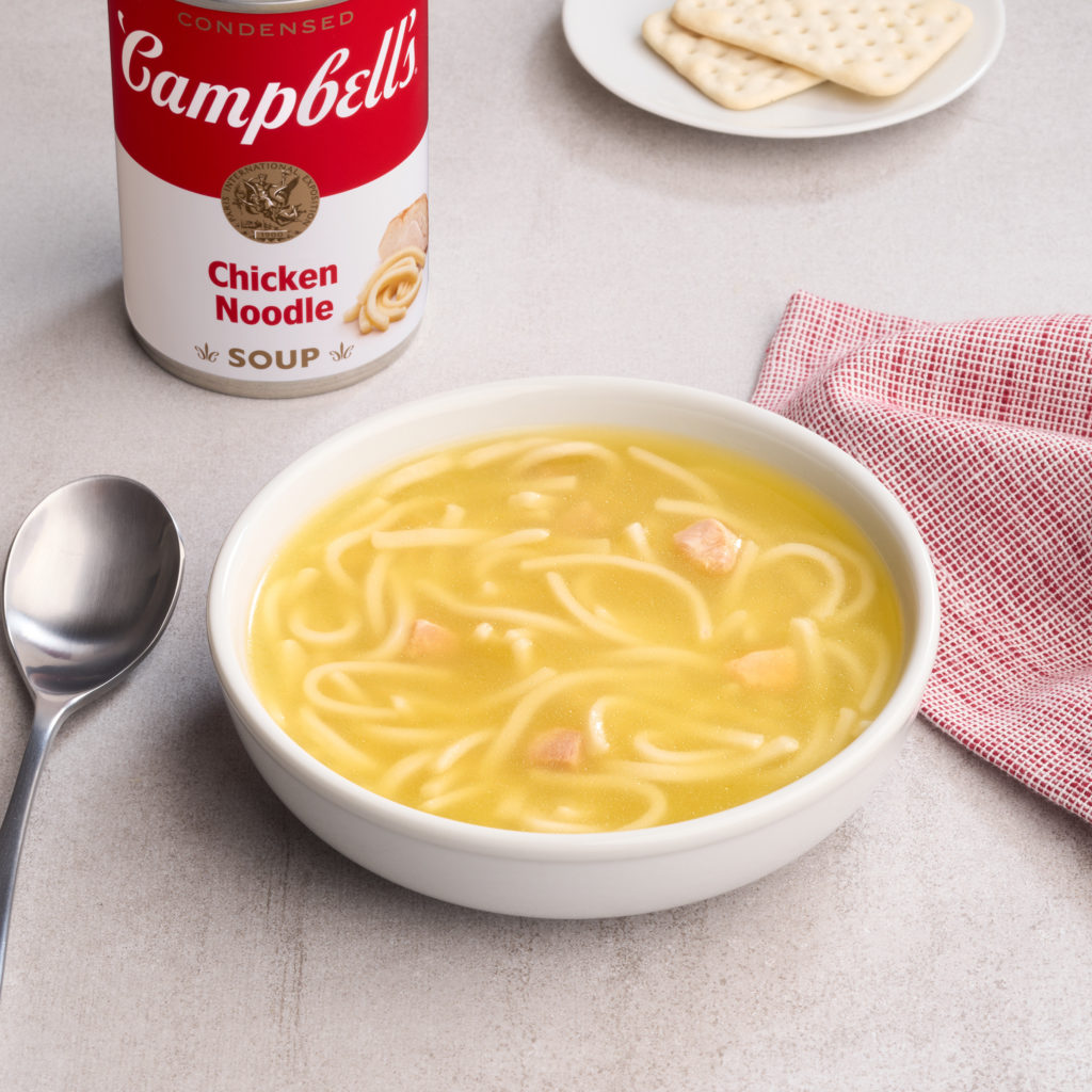Does Campbell's chicken noodle soup have raw chicken?