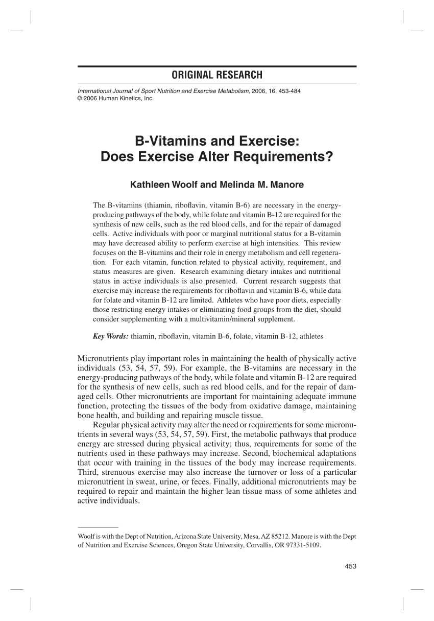 Does running deplete B vitamins?