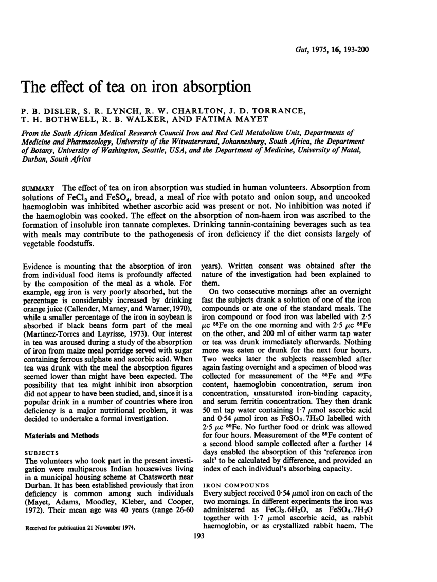 Does tea decrease iron absorption?