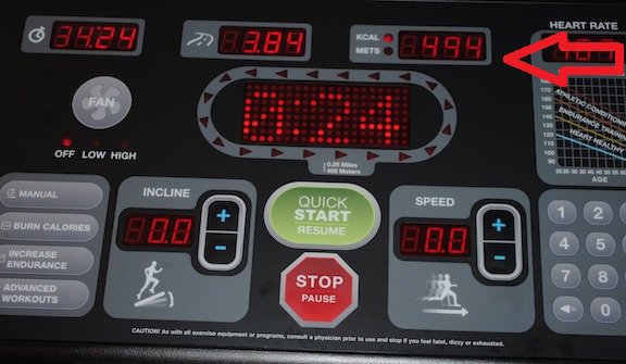 Does the treadmill dashboard show calories burned?