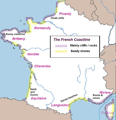 How big is France's coastline?