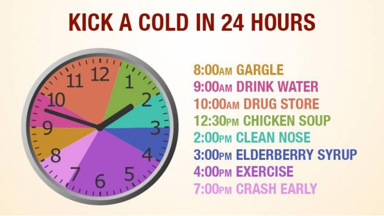 How can I get rid of a cold in 24 hours?