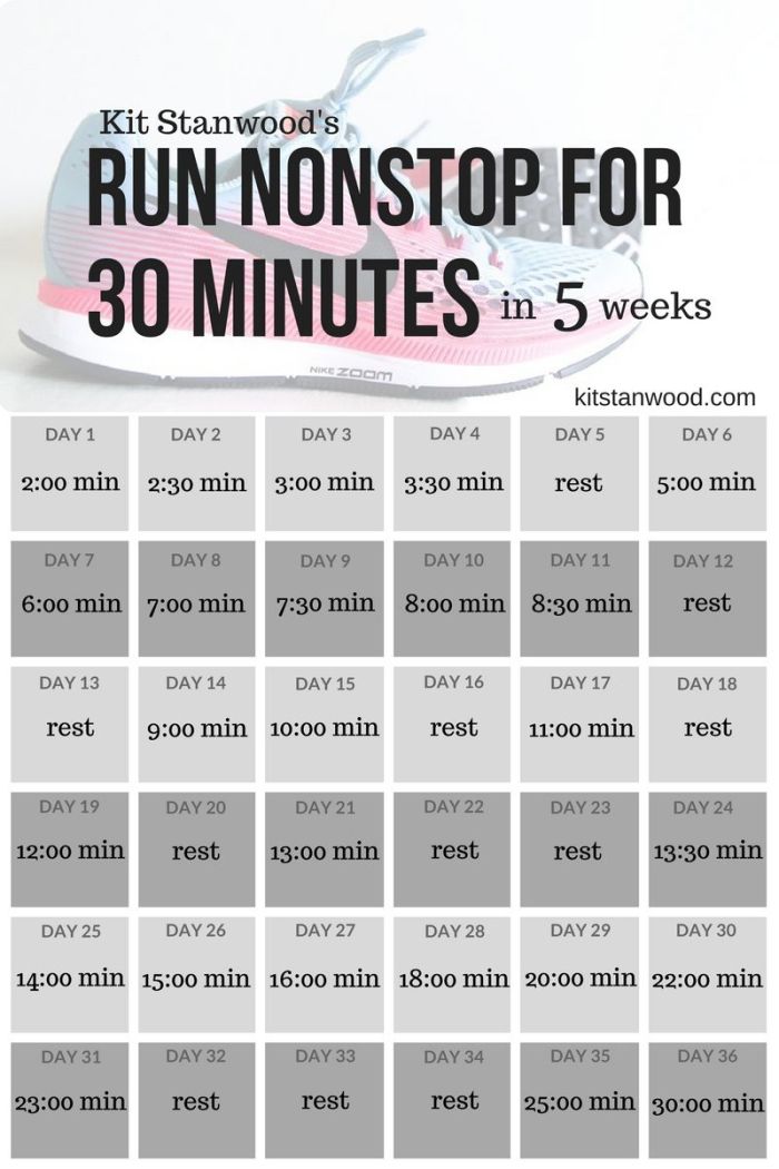 How can I run 30 minutes without stopping?