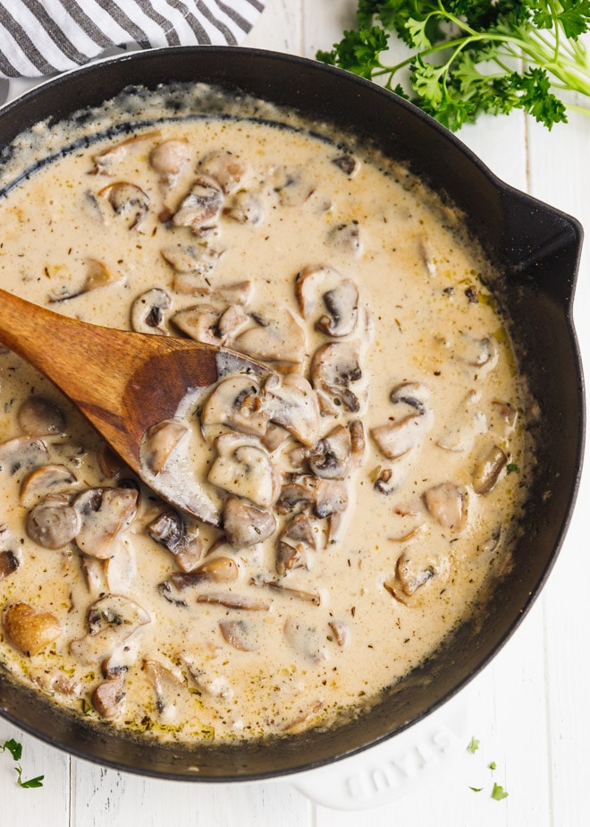 How can I thicken creamy mushroom sauce without cornstarch?
