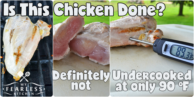 How can you tell if chicken breast is undercooked?