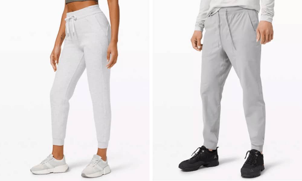 How can you tell the difference between male and female sweatpants?