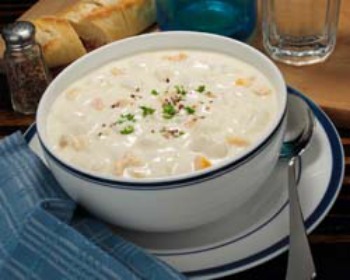 How did clam chowder get its name?