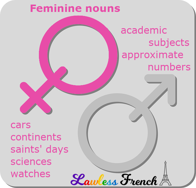 How do French nouns become feminine?