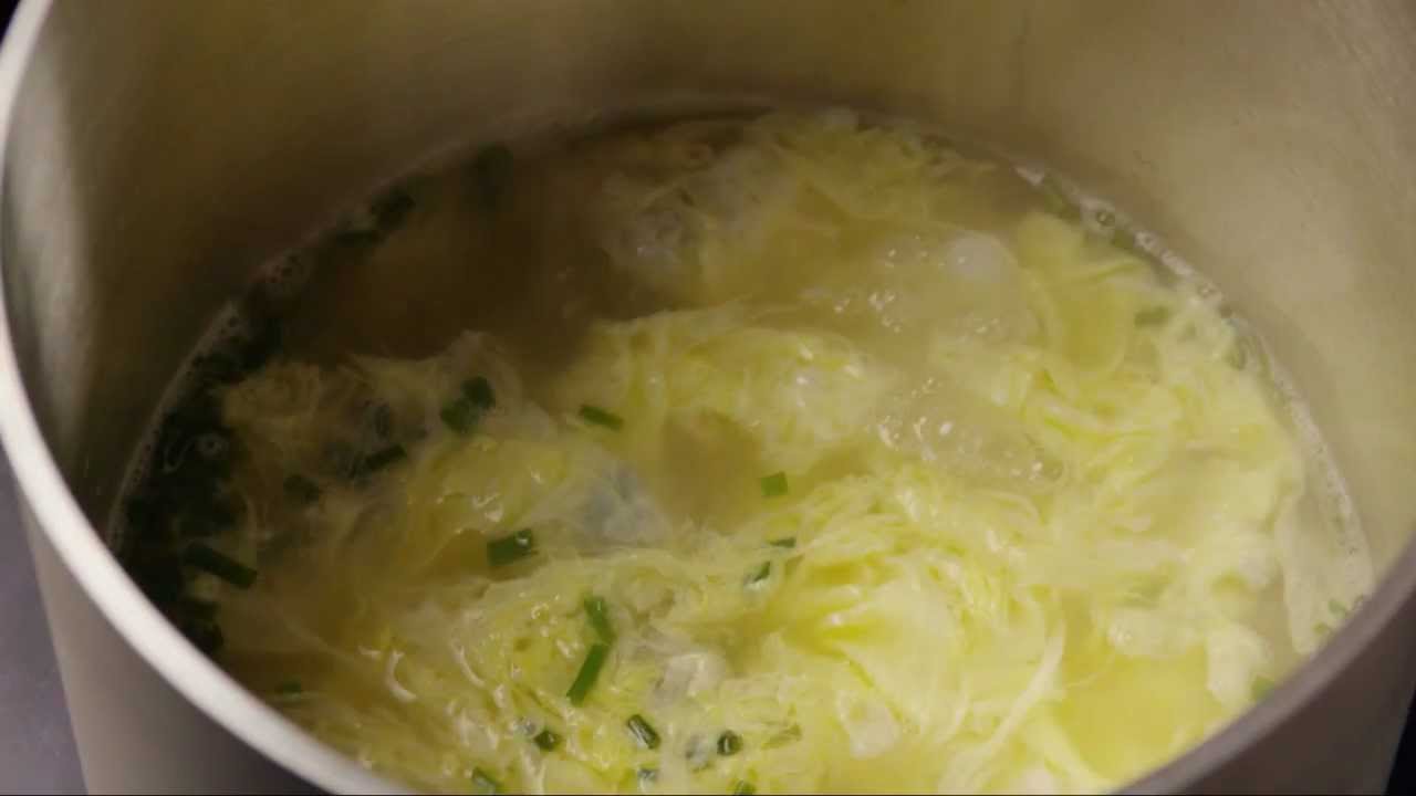 How do I add egg to soup without curdling?