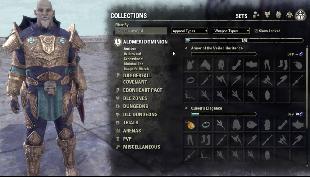 How do I buy sets in ESO?