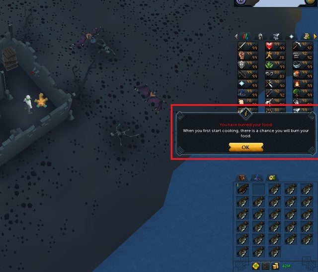 How do I get rid of burnt food in Runescape?