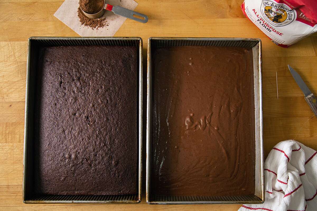 How do I know when my chocolate cake is done?