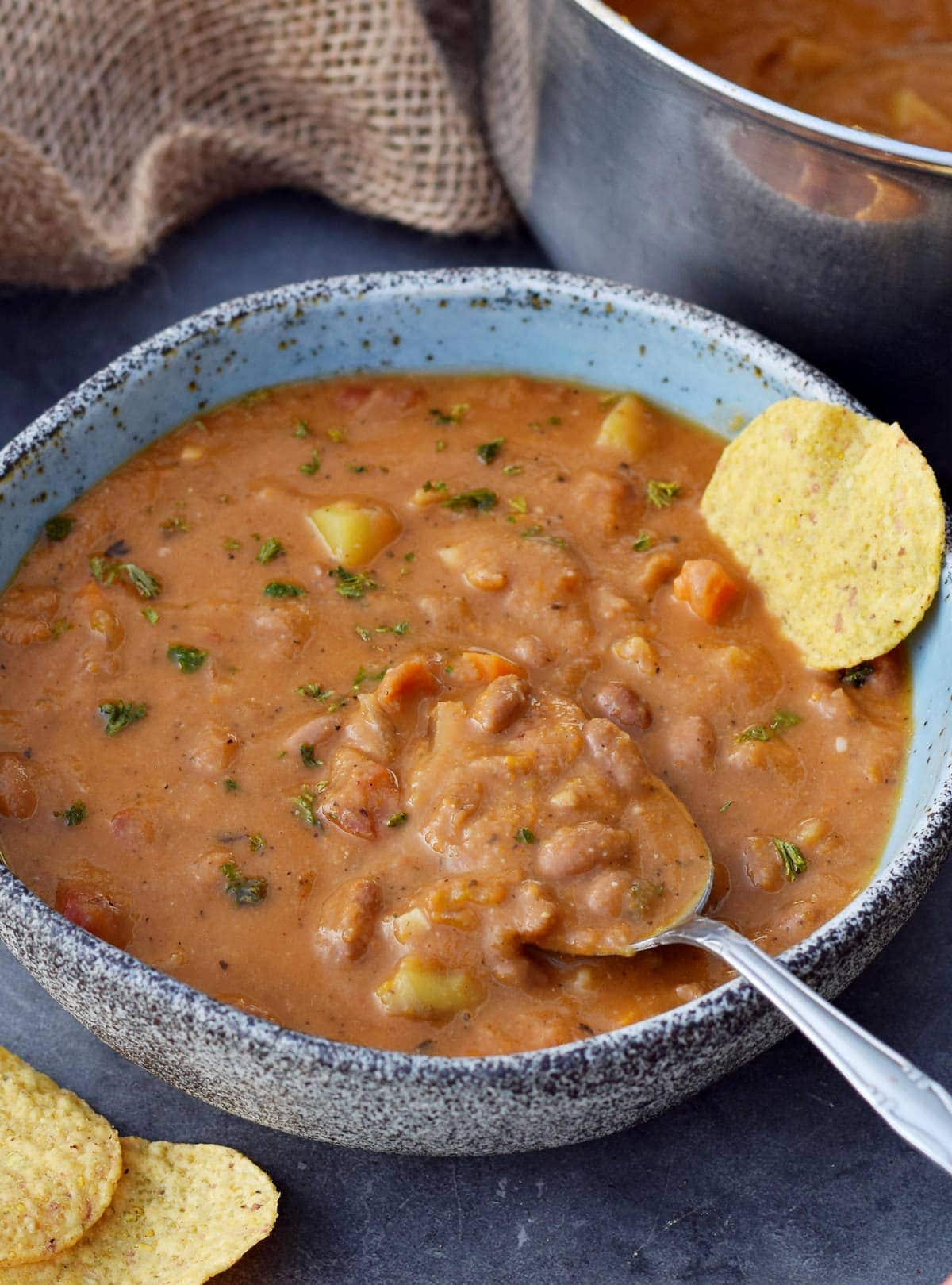 How do I thicken my pinto beans soup?