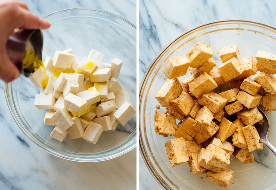 How do you add cornstarch to tofu?