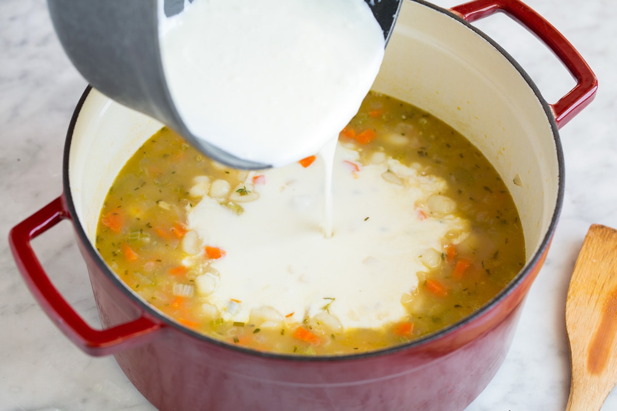 How do you add milk to soup?