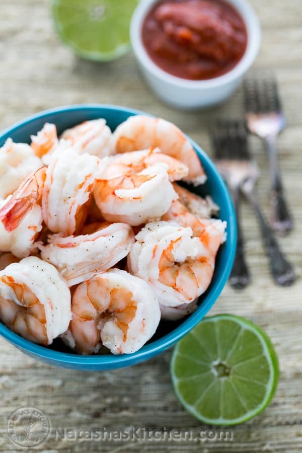 How do you boil frozen shrimp without it sticking?