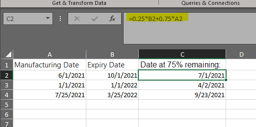 How do you calculate remaining shelf life?