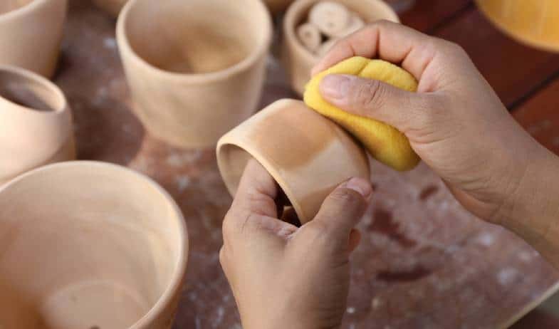 How do you clean bisque ceramics?