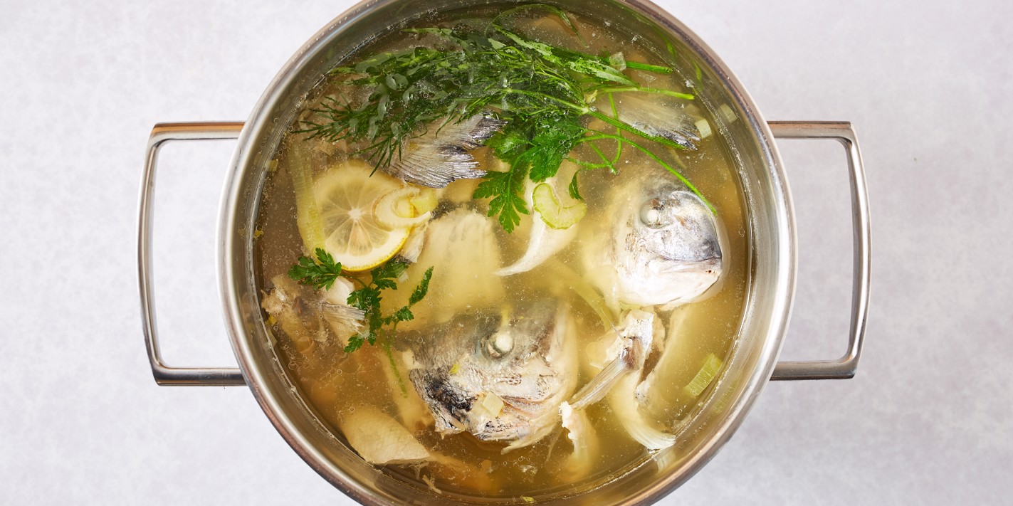 How do you clean fish bones before making fish stock?