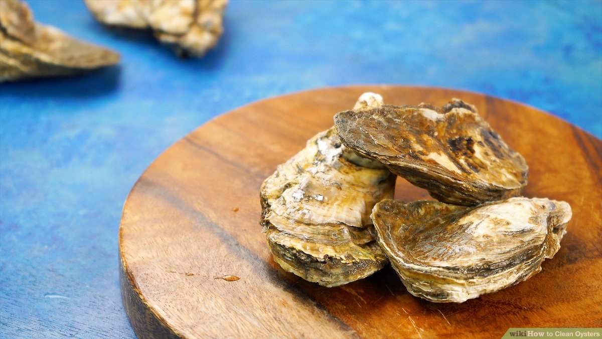 How do you clean oysters before shucking?