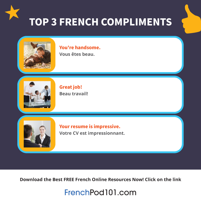 How do you compliment someone on their work in French?