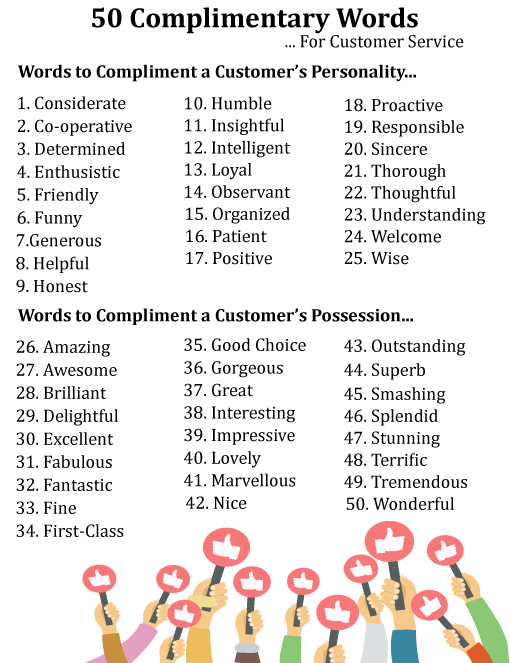 How do you compliment someone's word?