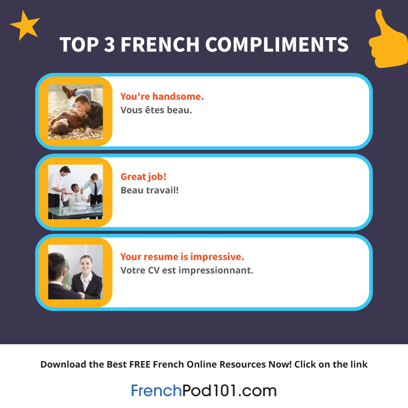 How do you compliment someone's work in French?