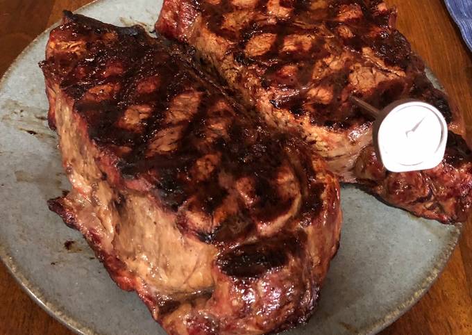 How do you cook a 3 inch thick boneless ribeye steak?