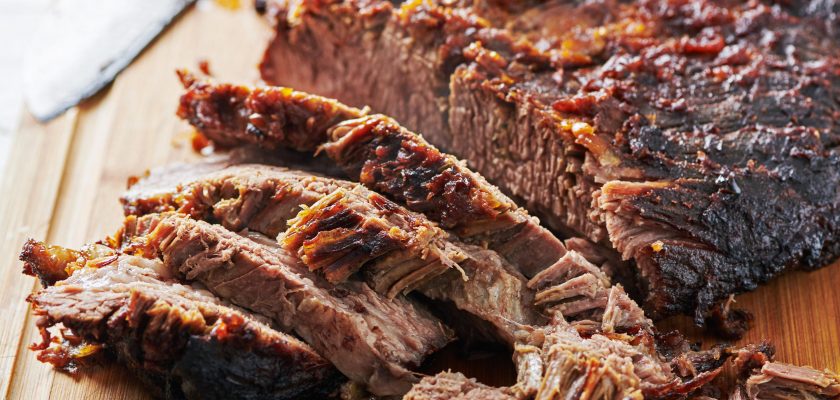 How do you cook a brisket in a baking pan?