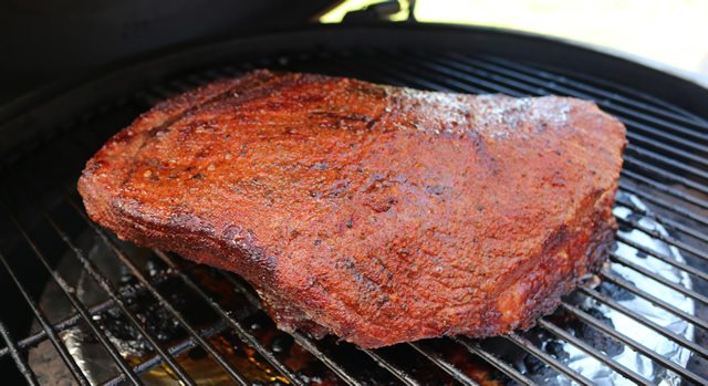 How do you cook a brisket without it sticking to egg?