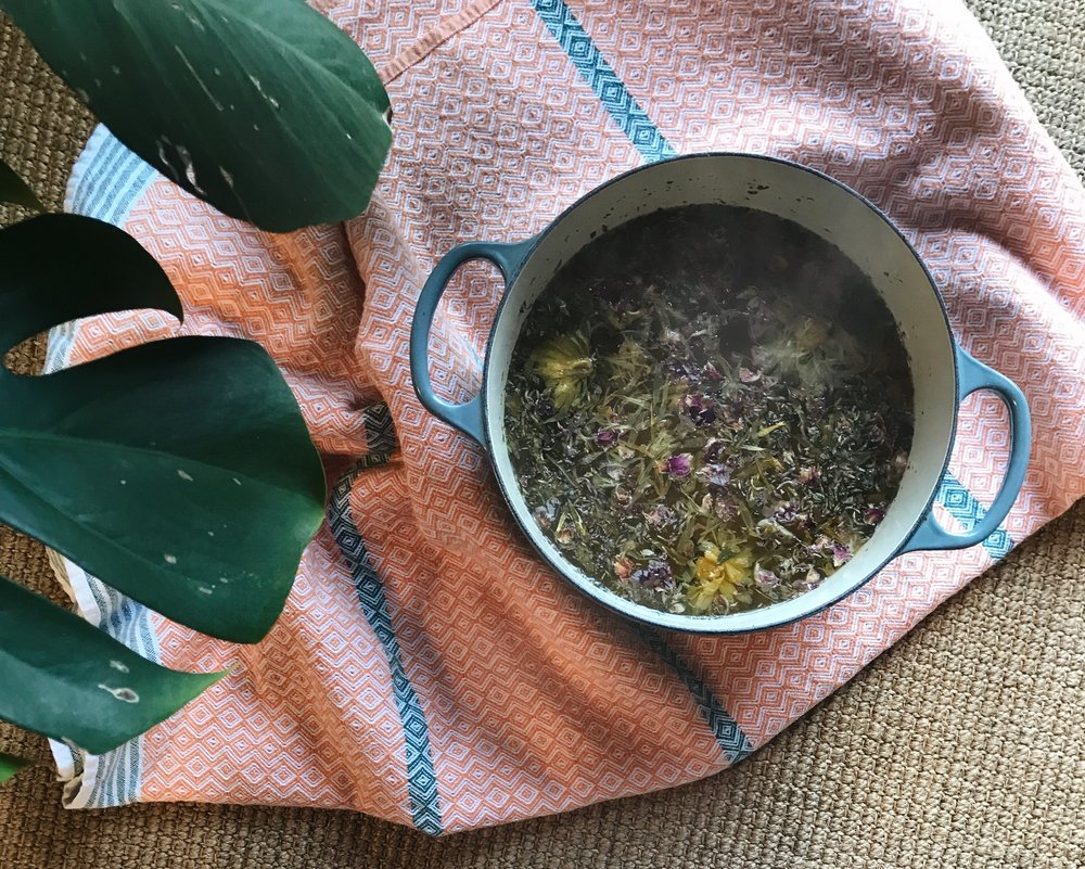 How do you cook dried herbs in boiling water?