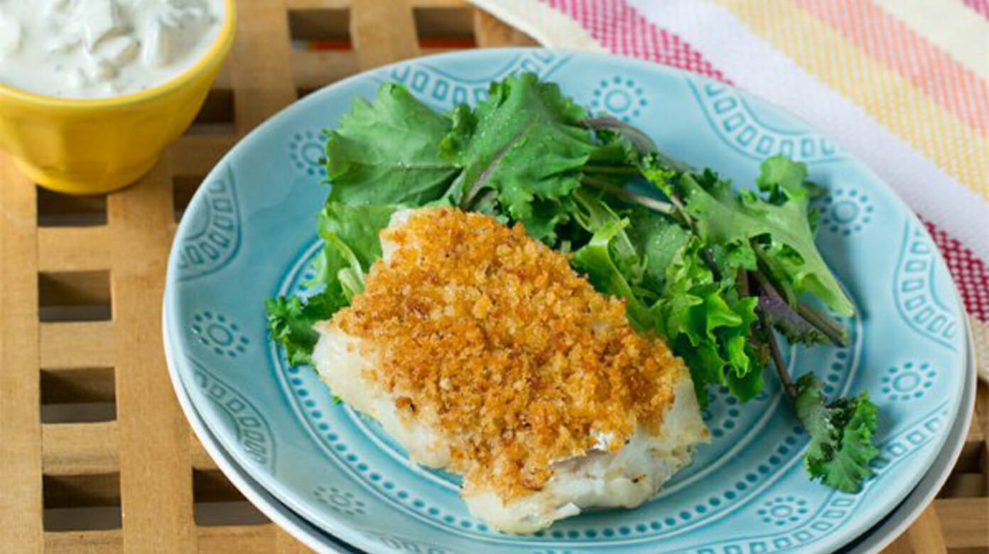 How do you cook frozen crumbed fish in the oven?