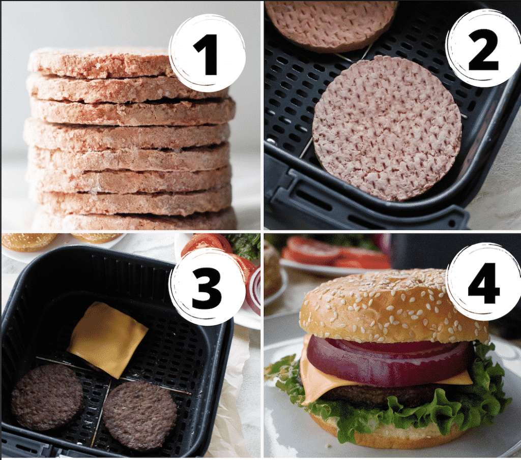 How do you cook pre cooked frozen hamburgers in an air fryer?